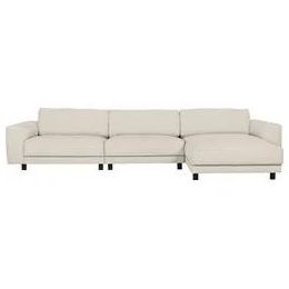 Ecksofa furninova "Samba schön bequem und hochwertig verarbeitet" Sofas Gr. B/H/T: 353 cm x 74 cm x 163 cm, Struktur, Recamiere rechts, ohne Bettfunktion, weiß (snow) mit toller Kedernaht, im skandinavischen Design, L-Form