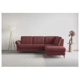 Sit & More Ecksofa SIT & MORE "Göteborg" Sofas Gr. B/H/T: 250cm x 90cm x 226cm, Flachgewebe AMSTERDAM, Ottomane rechts, ohne Bettfunktion-ohne Bettkasten, lila (chianti) Sitztiefenverstellung und Federkern, wahlweise mit Bettfunktion