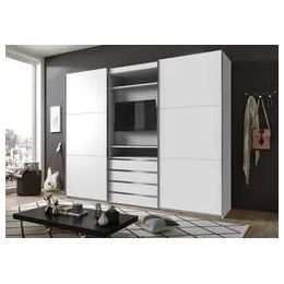 Schwebetürenschrank wimex "Magic by fresh to go", weiß, B:300cm H:236cm T:65cm, Schränke, tolles EXTRA: mit drehbarem TV-Element, mittig mit Schubladen