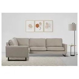 Ecksofa Places of Style "Pinto, 250/290 cm, langer Schenkel, XXL, Ottomane" Sofas Gr. B/H/T: 290cm x 85cm x 250cm, Feincord, langer Schenkel rechts, grau (hellgrau) Cord, Feincord, Luxus-Microfaser Leder und Chenille