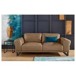 2,5-Sitzer W.Schillig "montanaa" Sofas Gr. B/H/T: 212 cm x 78 cm x 94 cm, Longlife Xtra-Leder Z69, braun (fango z69) mit Metallkufen in Schwarz pulverbeschichtet, Breite 212 cm