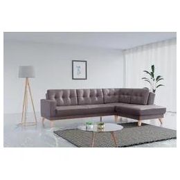 Sit & More Ecksofa SIT & MORE "Lavida L-Form", grau (hellgrau), B:298cm H:90cm T:198cm, 100% PES, Sofas, wahlweise mit Kippfunktion und Bettkasten