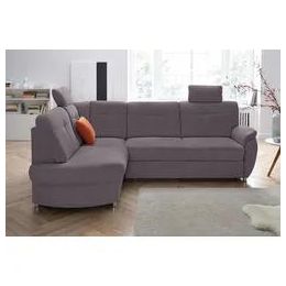 Sit & More Ecksofa SIT & MORE "Sonoma L-Form" Sofas Gr. B/H/T: 246 cm x 91 cm x 176 cm, Struktur, Ottomane links, mit Bettfunktion-mit Bettkasten, grau (dunkelgrau) wahlweise mit Bettfunktion und Bettkasten