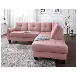 Sit & More Ecksofa SIT & MORE "Varese L-Form" Sofas Gr. B/H/T: 240cm x 91cm x 214cm, Struktur fein, Ottomane rechts, mit Bettfunktion, rosa (altrosa) mit Federkern, wahlweise Bettfunktion und Stauraum