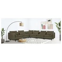 Ecksofa Andas "ALVIK L-Form" Sofas Gr. B/H/T: 344cm x 88cm x 262cm, Struktur weich, langer Schenkel rechts, langer Schenkel rechts, grün zusammengesetzt aus Modulen, erweiterbar mit Modulen der Serie