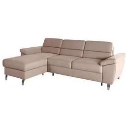 Sit & More Ecksofa SIT & MORE "Sorano L-Form" Sofas Gr. B/H/T: 250cm x 88cm x 161cm, Flachgewebe, Recamiere links, mit Bettfunktion, braun (macchiato) wahlweise mit Bettfunktion und Bettkasten