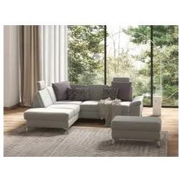 Sit & More Ecksofa SIT & MORE "Padua L-Form" Sofas Gr. B/H/T: 276cm x 89cm x 228cm, Chenille, Ottomane links, mit Sitztiefenverstellung-mit Armteilfunktion, grau (hellgrau) inklusive Sitztiefenverstellung, Armteilfunktion und Federkern