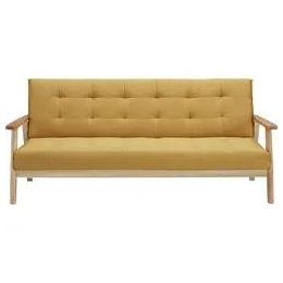 Schlafsofa Salesfever Sofas Gr. B/H/T: 190cm x 81cm x 85cm, Strukturstoff, Strukturstoff, gelb Mit 60Relax- und Schlaffunktion