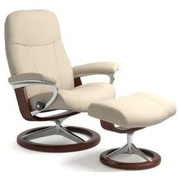 Relaxsessel stressless "Garda", beige (cream batick), B:91cm H:102cm T:79cm, Sessel, mit Signature Base, Größe L, Gestell Braun