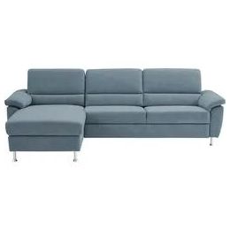 Ecksofa CALIZZA INTERIORS "Onyx L-Form" Sofas Gr. B/H/T: 270 cm x 90 cm x 158 cm, Microfaser, Recamiere links, ohne Bettfunktion ohne Bettkasten, blau (16 steel) Recamiere links oder rechts, wahlweise mit Bettfunktion, Breite 270 cm