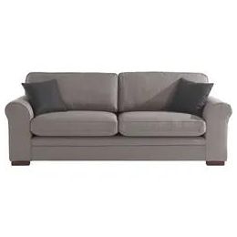 3-Sitzer Home Affaire "Broughton" Sofas Gr. B/H/T: 233 cm x 92 cm x 94 cm, Struktur fein, beige weicher Sitzkomfort, incl. 2 Zierkissen, Keder