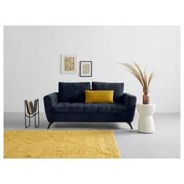 2,5-Sitzer Inosign "Lörby" Sofas Gr. B/H/T: 180 cm x 90 cm x 92 cm, Struktur weich, Struktur weich, blau (dunkelblau) auch mit Aqua clean-Bezug, feine Steppung im Sitzbereich, lose Kissen