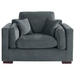 Loveseat Home Affaire "Fresh Pond Sessel" Sessel Gr. Samtstruktur, B/H/T: 140 cm x 95 cm x 96 cm, blau (pacific) weicher Sitzkomfort, incl. Zierkissen, BTH: 1409695 cm