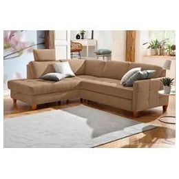 Ecksofa Home Affaire "Earl L-Form" Sofas Gr. B/H/T: 233cm x 80cm x 196cm, Luxus-Microfaser ALTARA NUBUCK, Ottomane links, ohne Bettfunktion-ohne Bettkasten, braun (schoko) wahlweise auch mit Bettfunktion oder Bettkasten