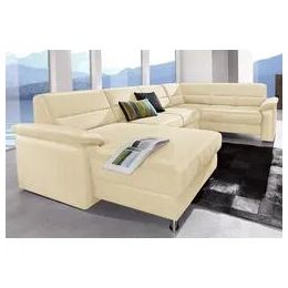 Sit & More Wohnlandschaft SIT & MORE "Ascara U-Form" Sofas Gr. B/H/T: 312cm x 85cm x 204cm, Kunstleder SOFTLUX, Recamiere links, ohne Bettfunktion, beige (creme) inklusive BoxspringFederkern-Polsterung, wahlweise mit Bettfunktion