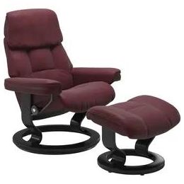 Relaxsessel stressless "Ruby", rot (bordeaux batick), B:74cm H:97cm T:74cm, Leder BATICK: BATICK ist ein leicht korrigiertes, durchgefärbtes und genarbtes Möbelleder, bei dem die meisten Unebenheiten und Spuren in der Regel entfernt wurden., Leder PALOMA: PALOMA ist ein durchgefärbtes Semianilin-Möbelleder mit natürlicher Narbung., Sessel, mit Classic Base, Größe S, Gestell Eiche, Wenge, Braun & S