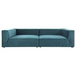 Big-Sofa Tom Tailor HOME "BIG CUBE" Sofas Gr. B/H/T: 300cm x 66cm x 129cm, Samtstoff TSV, mit Sitztiefenverstellung, grün (emerald tsv 3) in 2 Breiten, wahlweise mit Sitztiefenverstellung, Tiefe 129 cm