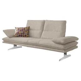 2-Sitzer W.Schillig "broadway" Sofas Gr. B/H/T: 216 cm x 94 cm x 96 cm, Flachgewebe S22, Longchair links, mit Sitztiefenverstellung-mit Kopfteilverstellung-mit Seitenteilverstellung, braun (sesame s22) Sitztiefenverstellung, Kopfteil- & Seitenteilverstellung, Breite 216cm