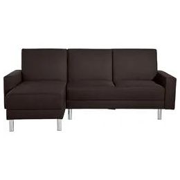 Schlafsofa Max Winzer "Just Fresh" Sofas Gr. B/H/T: 230cm x 93cm x 152cm, Strukturgewebe 16523, Recamiere beidseitig montierbar, braun (schoko) mit Rückenverstellung, inklusive Stauraumhocker