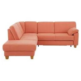 Ecksofa Home Affaire "Belfort L-Form" Sofas Gr. B/H/T: 243cm x 88cm x 91cm, Luxus-Microfaser ALTARA NUBUCK, Ottomane links, mit Bettfunktion-ohne Stauraum, orange (terra) mit Federkern, wahlweise Bettfunktion und Stauraum