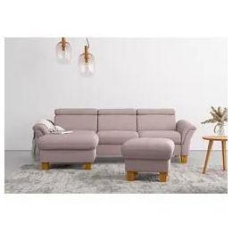 Ecksofa Home Affaire "Lindgren L-Form" Sofas Gr. B/H/T: 258cm x 84cm x 169cm, Chenille, Recamiere links, mit Bettfunktion mit einklappbaren Rollen-mit Bettkasten-mit Kopfteilverstellung-ohne Relaxfunktion motorisch im Recamiere-mit Federkern, rosa (rose) wahlweise mit Bett klappbaren Rollen, Kasten und Kopfverstellung