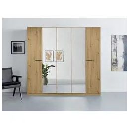 Drehtürenschrank Rauch "Kleiderschrank Schrank Garderobe TOPSELLER OTELI inkl. Inneneinteilung" Schränke Gr. B/H/T: 226 cm x 210 cm x 54 cm, Mit Spiegel, braun (eiche artisan) mit 3 Innenschubladen extra Böden optional Spiegel MADE IN GERMANY