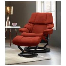 Relaxsessel stressless "Reno" Sessel Gr. ROHLEDER Stoff Q2 FARON, Classic Base Schwarz, Relaxfunktion-Drehfunktion-PlusTMSystem-Gleitsystem, B/H/T: 88 cm x 98 cm x 78 cm, rot (rust q2 faron) mit Classic Base, Größe S, M & L, Gestell Schwarz