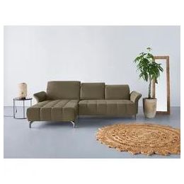 Ecksofa Inosign "Fresh L-Form" Sofas Gr. B/H/T: 281cm x 79cm x 185cm, Samtoptik, mega-Recamiere links, ohne Armteilverstellung-ohne Kopfteilverstellung, grün (olive) Federkern, wahlweise Kopfteilverstellung und motorischer Vorziehsitz