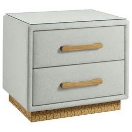 Nachtkommode Birkenstock "Montevideo" Sideboards Gr. B/H/T: 61 cm x 52,5 cm x 45 cm, 2 St., weiß (papyrusweiß cww 31) mit Holz-Griffen, Holzsockel