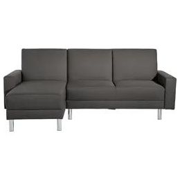 Schlafsofa Max Winzer "Just Fresh" Sofas Gr. B/H/T: 230cm x 93cm x 152cm, Strukturgewebe 16523, Recamiere beidseitig montierbar, grau (anthrazit) mit Rückenverstellung, inklusive Stauraumhocker