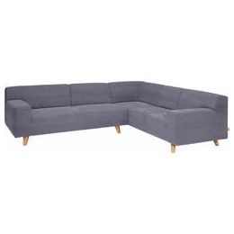 Ecksofa Tom Tailor HOME "NORDIC PURE" Sofas Gr. B/H/T: 269cm x 77cm x 226cm, Vintage Webstoff TUS, langer Schenkel links, grau (prune tus 18) im Retrolook, Füße Buche natur