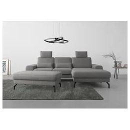 Sit & More Ecksofa SIT&MORE "Cinturo L-Form" Sofas Gr. B/H/T: 283 cm x 91 cm x 175 cm, Soft clean, mega-Recamiere rechts, inklusive Sitztiefenverstellung-inklusive Federkern, grau inklusive Sitztiefenverstellung und Federkern, Sitzhöhe 48 cm