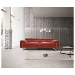 2,5-Sitzer Egoitaliano "Malika" Sofas Gr. B/H/T: 216cm x 94cm x 107cm, Luxus-Microfaser Lederoptik, mit Kopfteilverstellung, rot (marsala) inkl. Kopfteilverstellung und chromfarbenen Metallfüßen