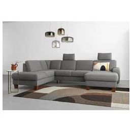 Wohnlandschaft Home Affaire "Vision U-Form" Sofas Gr. B/H/T: 315cm x 90cm x 215cm, Easy care, Ottomane links, mit Bettfunktion-mit Stauraum, grau wahlweise mit Bettfunktion und Stauraum, auch in Easy Care-Bezug