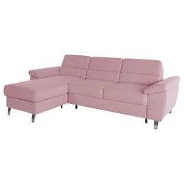 Sit & More Ecksofa SIT & MORE "Sorano L-Form" Sofas Gr. B/H/T: 250cm x 88cm x 161cm, Struktur fein, Recamiere links, mit Bettfunktion-mit Bettkasten, rosa (altrosa) wahlweise mit Bettfunktion und Bettkasten