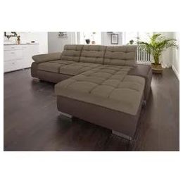 Sit & More Ecksofa SIT & MORE "Ontario L-Form" Sofas Gr. B/H/T: 280cm x 75cm x 183cm, Luxus-Microfaser ALTARA NUBUCK-Struktur fein, Recamiere rechts, mit Bettfunktion-XXL, braun (dunkelbraun/schlamm) XXL, wahlweise mit Bettfunktion