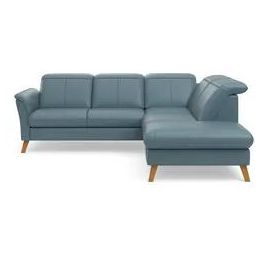 Sit & More Ecksofa SIT & MORE "Romero L-Form" Sofas Gr. B/H/T: 250cm x 91cm x 220cm, Luxus-Microfaser Lederoptik, Ottomane rechts, ohne Federkern-ohne Kopfteilverstellung-ohne Bettfunktion-ohne Stauraum-ohne TV-motorisch, bunt (greyblue) wahlweise mit oder ohne TV-Funktion, Bettfunktion, Bettkasten