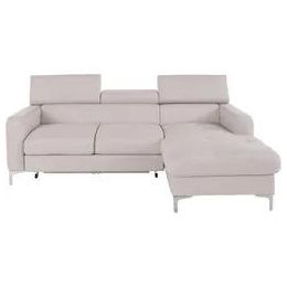 Ecksofa COTTA "Sammy L-Form" Sofas Gr. B/H/T: 226cm x 74cm x 169cm, Struktur, Recamiere rechts, mit Bettfunktion-mit Bettkasten-mit Kopfteilverstellung, grau (argent) inklusive Kopfteilverstellung, wahlweise mit Bettfunktion