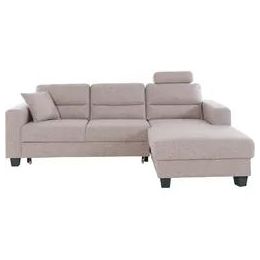 Ecksofa Trendmanufaktur "Chamber, zeitlos und modern, hoher Sitzkomfort, L-Form" Sofas Gr. B/H/T: 247cm x 85cm x 165cm, Struktur grob, Recamiere rechts, Mit Schlaffunktion, beige (portabella) wahlweise mit Schlaffunktion