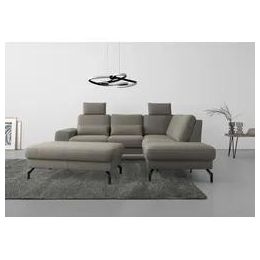 Sit & More Ecksofa SIT & MORE "Cinturo L-Form" Sofas Gr. B/H/T: 260cm x 91cm x 226cm, Luxus-Microfaser Euphoria, Ottomane rechts, inklusive Sitztiefenverstellung-inklusive Federkern, braun (schlamm) inklusive Sitztiefenverstellung und Federkern, Sitzhöhe 48 cm