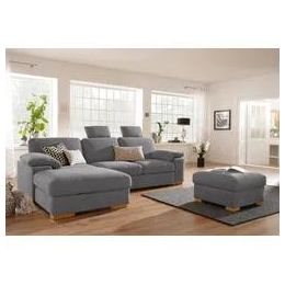 Ecksofa Home Affaire "Ventura L-Form" Sofas Gr. B/H/T: 277cm x 86cm x 172cm, Luxus-Microfaser, Recamiere links, mit Bettfunktion, grau wahlweise mit Bettfunktion und BettfunktionBettkasten