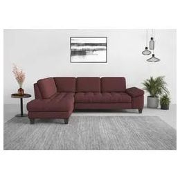 Sit & More Ecksofa SIT & MORE "Westham L-Form" Sofas Gr. B/H/T: 261cm x 88cm x 179cm, Struktur weich, Ottomane links, ohne Federkern-ohne Bettfunktion-ohne Armteilverstellung-ohne Sitztiefenverstellung-ohne Stauraum, lila (chianti) mit Ottomane, oder ohne Bettfunktion, Bettkasten, Verstellung