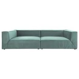 Big-Sofa Tom Tailor HOME "BIG CUBE" Sofas Gr. B/H/T: 300cm x 66cm x 129cm, Samtstoff TSV, ohne Sitztiefenverstellung, blau (pond tsv 616) in 2 Breiten, wahlweise mit Sitztiefenverstellung, Tiefe 129 cm