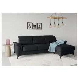 Sit & More Ecksofa SIT & MORE "Sinatra L-Form" Sofas Gr. B/H/T: 258cm x 85cm x 170cm, Struktur weich, Recamiere rechts, Ohne Kopfteilverstellung-Ohne Armteilfunktion-Ohne Bettfunktion-Ohne Bettkasten, schwarz mit Recamiere, optional Kopfteilverstellung und Armteilfunktion