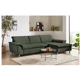 Ecksofa DOMO collection "Franzi L-Form" Sofas Gr. B/H/T: 279cm x 81cm x 162cm, Struktur fein, Recamiere rechts, ohne Kopfteilverstellung-ohne Bettfunktion, grün wahlweise mit Kopfteilverstellung (dann Tiefe: 170 cm)