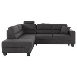 Ecksofa Trendmanufaktur "Chamber, L-Form" Sofas Gr. B/H/T: 245cm x 85cm x 203cm, Struktur grob, Ottomane links, Ohne Schlaffunktion, schwarz (obsidian) inklusive einer Kopfstütze, wahlweise mit Schlaffunktion