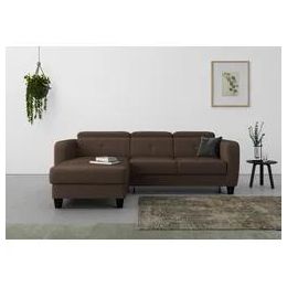 Sit & More Ecksofa SIT & MORE "Belluci L-Form", braun (dunkelbraun), B:247cm H:85cm T:170cm, Sofas, inklusive Federkern, wahlweise mit Bettfunktion und Bettkasten
