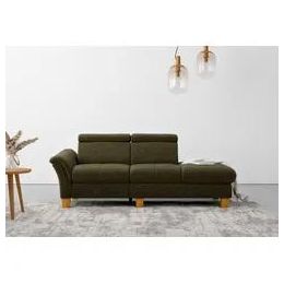 Recamiere Home Affaire "Lindgren" Sofas Gr. B/H/T: 206 cm x 84 cm x 93 cm, Struktur, Armlehne links, mit TV-Funktion motorisch und Bettkasten-mit Kopfteilverstellung-ohne Federkern, grün (khaki) wahlweise motorische TV-Funktion, Bettkasten und Kopfteilverstellung