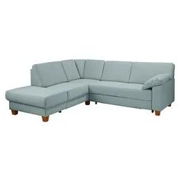 Ecksofa Home Affaire "Belfort L-Form" Sofas Gr. B/H/T: 243cm x 88cm x 91cm, Struktur fein, Ottomane links, mit Bettfunktion-mit Stauraum, blau (aqua) mit Federkern, wahlweise Bettfunktion und Stauraum