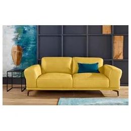 2,5-Sitzer W.Schillig "montanaa" Sofas Gr. B/H/T: 212cm x 78cm x 94cm, Longlife Xtra-Leder Z69, gelb (lemon z69) mit Metallfüßen in Bronze pulverbeschichtet, Breite 212 cm